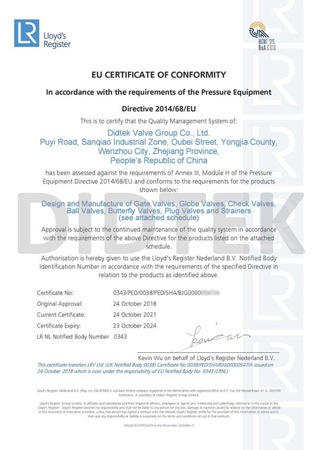 Certificates - Didtek Valve Group Co.,Ltd